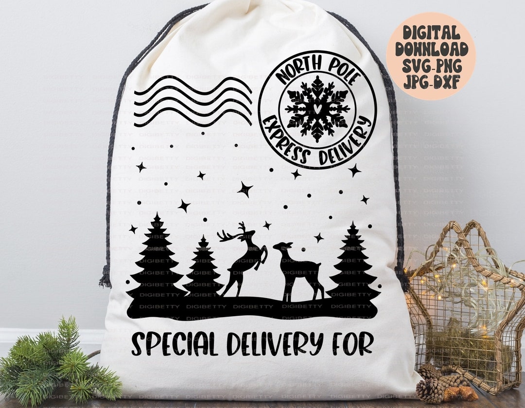 Santa Sack Svg, Png, Jpg, Dxf, Christmas Gift Bag Svg, Santa Toy Bag ...