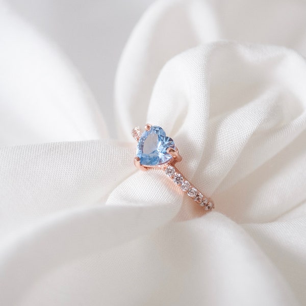 Blue Heart Ring - Etsy
