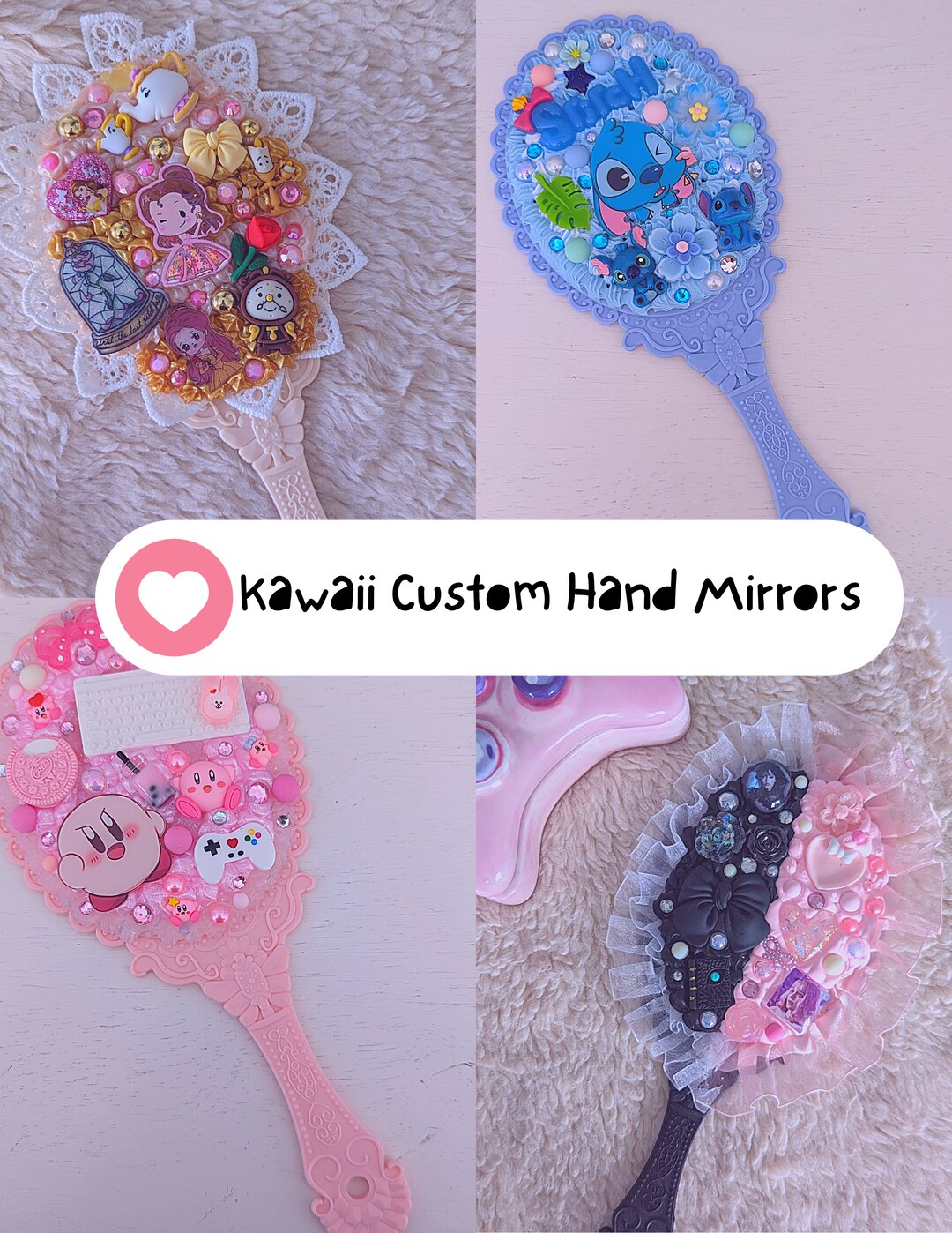 Custom Kawaii Themed/character Handmade Mirrors - Etsy