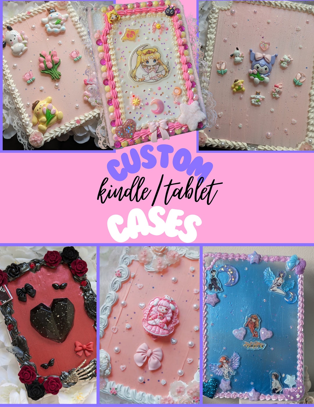 Kawaii Decora Decoden Themed/character/cartoon Handmade Custom Kindle ...