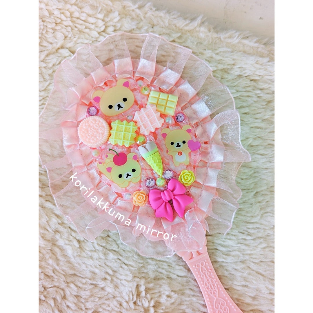 Kawaii Teddy Bear Pink Decoden Hand Mirror - Etsy