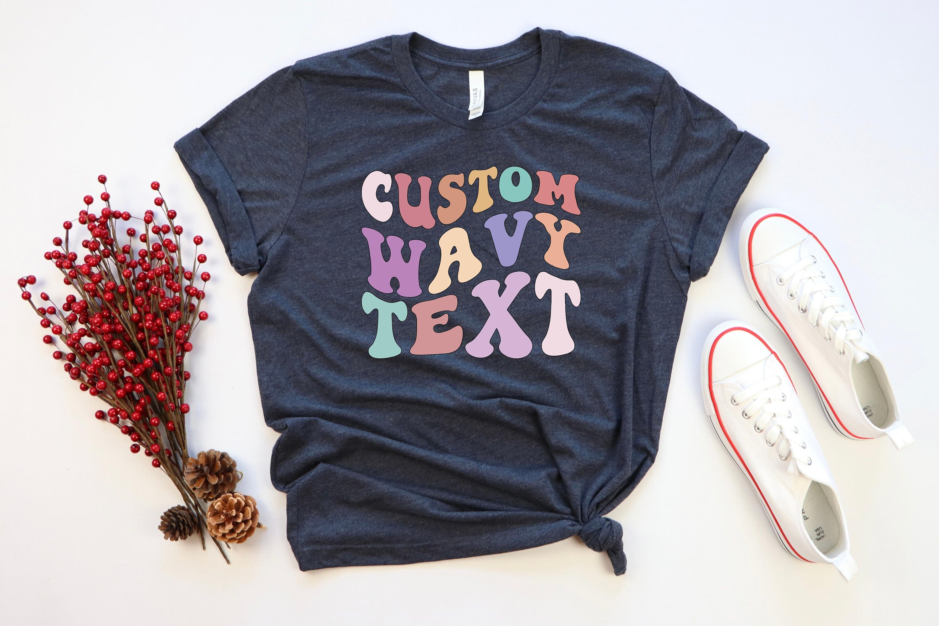 Custom Shirt, Vintage Style Custom Wavy Text Tshirt, Custom Family ...