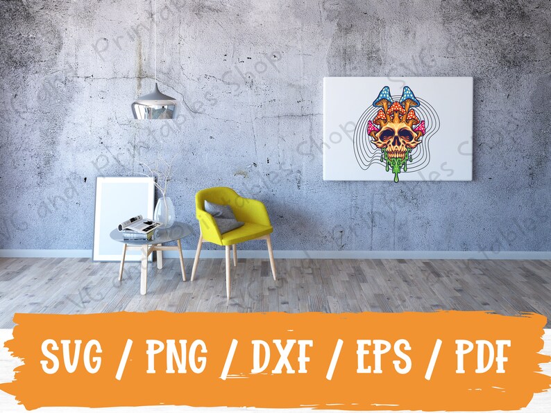 Psychedelic Sugar Skull Mushroom Trippy SVG PNG DXF Pdf and Eps Cut ...