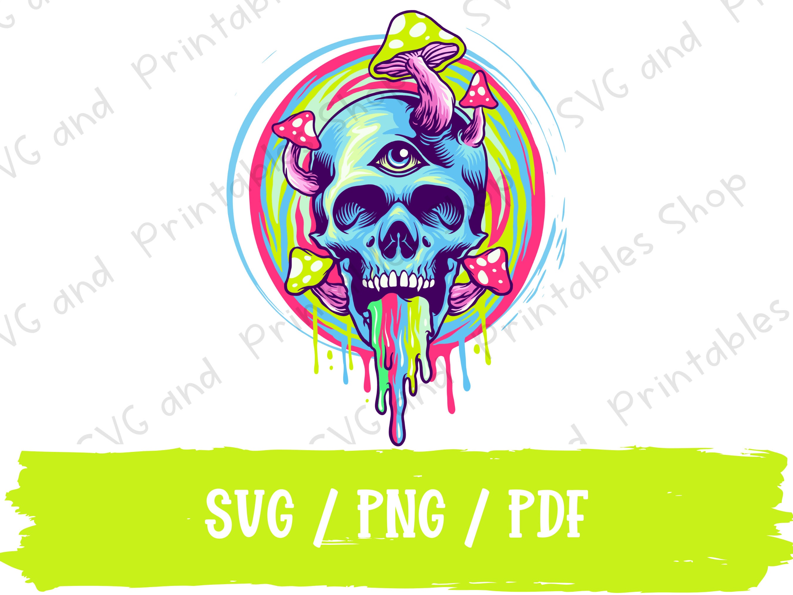 Psychedelic Sugar Skull Magic Mushroom Trippy SVG PNG PDF / Sublimation ...