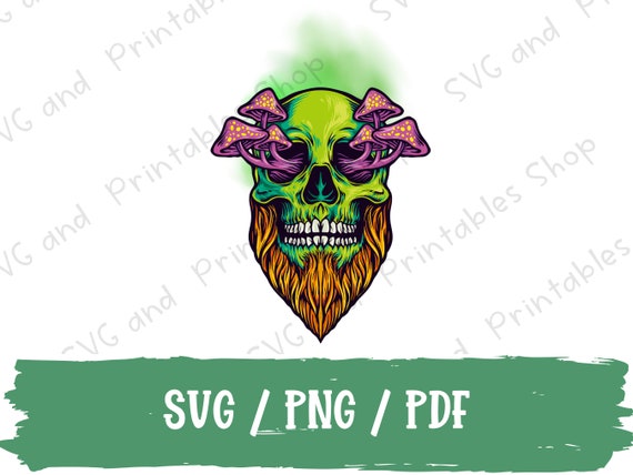 Psychedelic Sugar Skull Magic Mushroom Trippy SVG PNG PDF / - Etsy