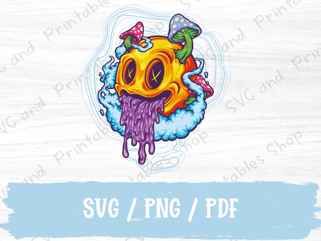 Psychedelic Smiley Face Mushroom SVG PNG PDF / Sublimation Files ...