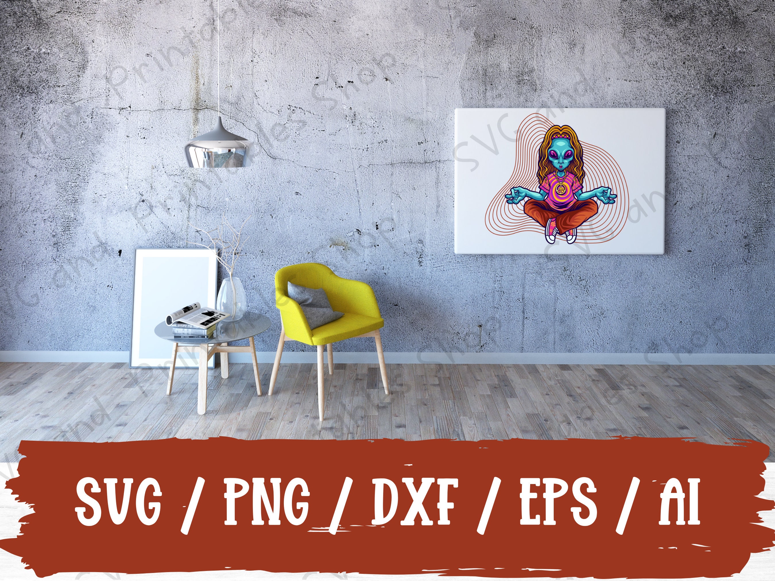 Psychedelic Alien Meditation SVG PNG DXF Eps and Pdf File / Digital Art ...