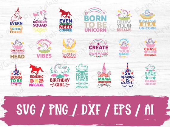 Printable Unicorn Bundle SVG PNG DFX Ai and Eps Files / Cut - Etsy