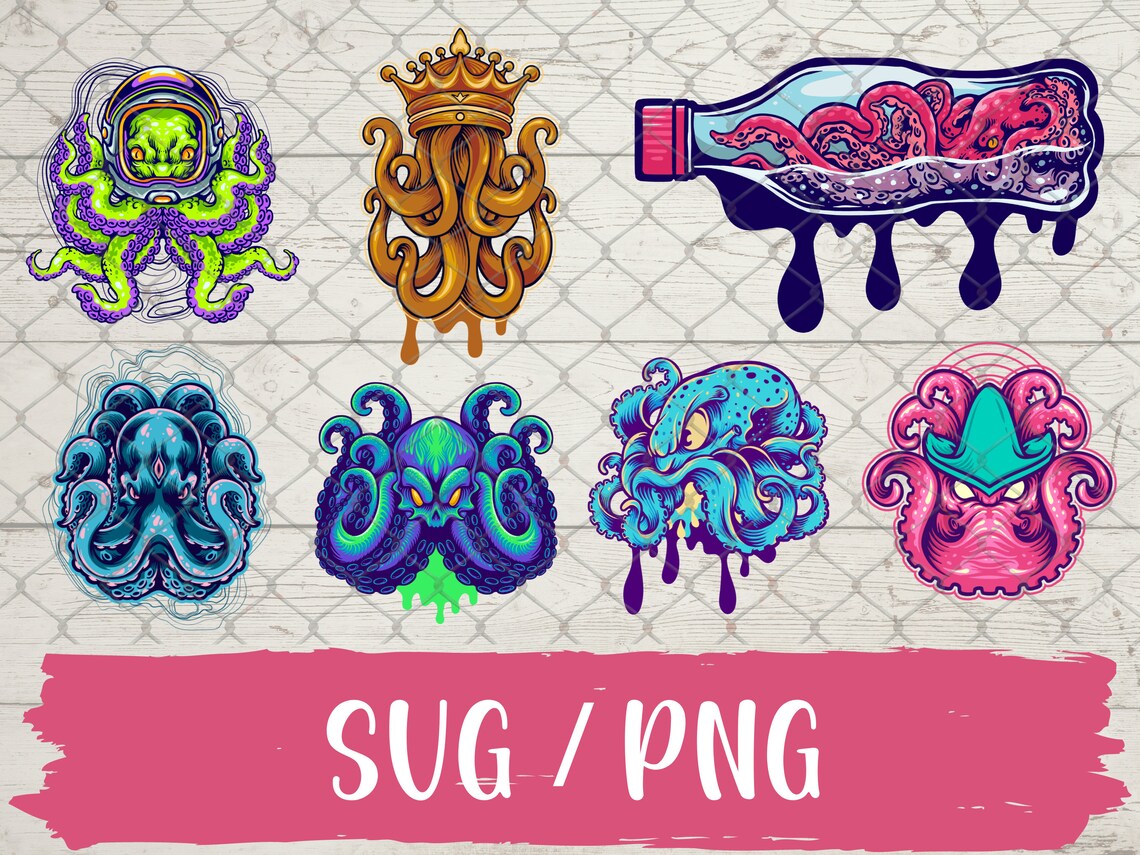 Octopus SVG PNG Files / Cut File Design for Cricut / Octopus SVG Bundle ...