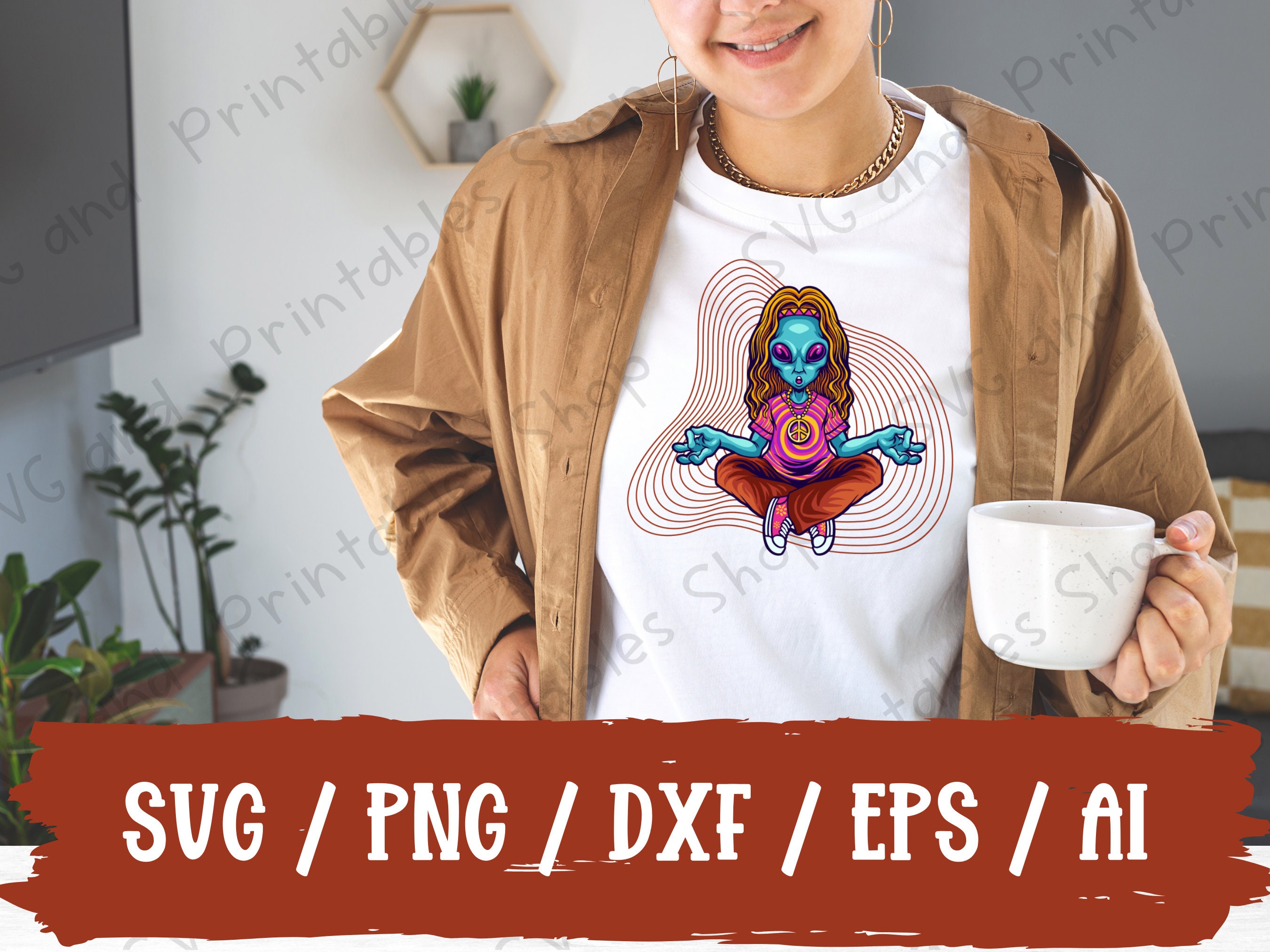 Psychedelic Alien Meditation SVG PNG DXF Eps and Pdf File / Digital Art ...