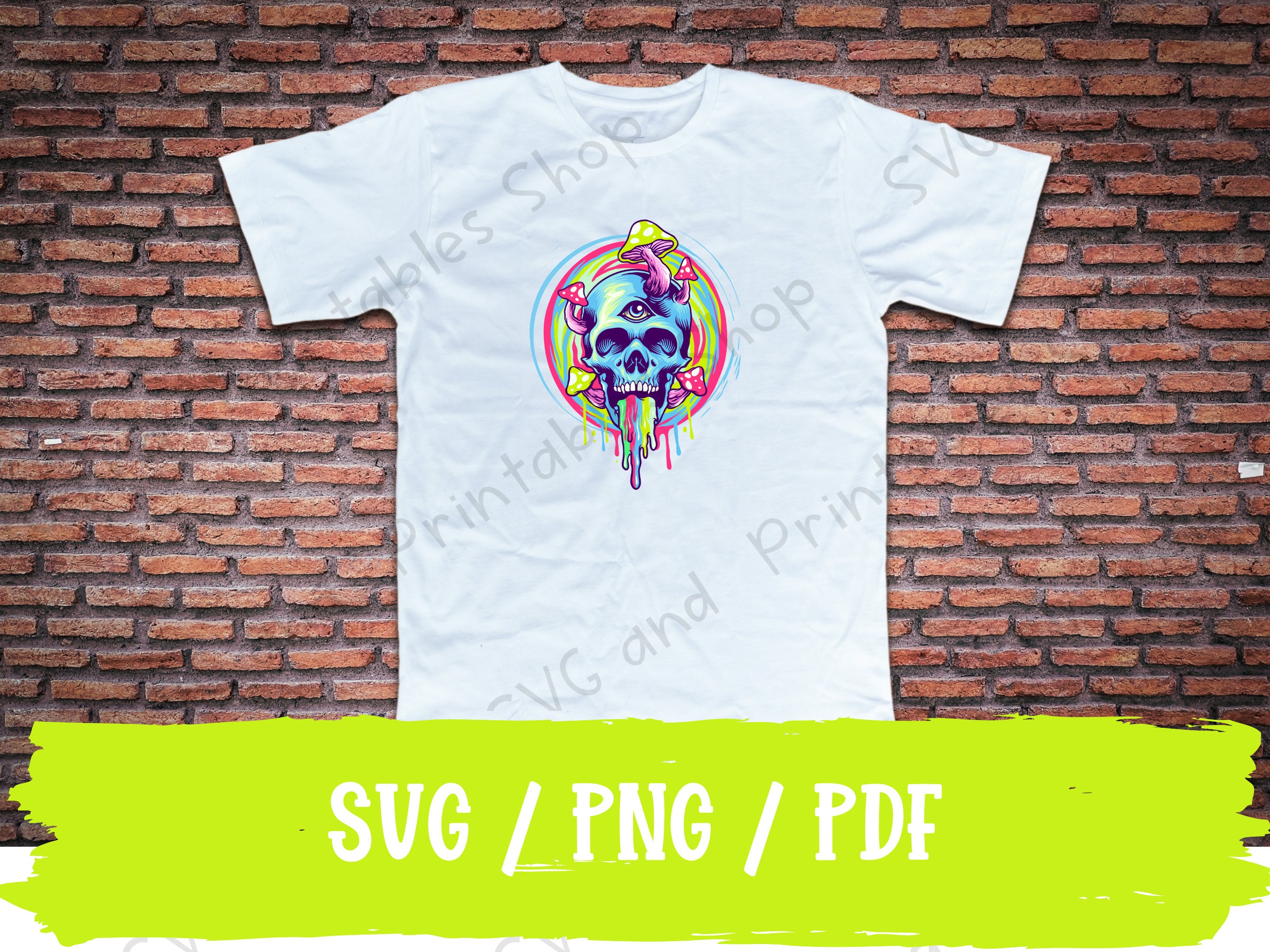Psychedelic Sugar Skull Magic Mushroom Trippy SVG PNG PDF / Sublimation ...