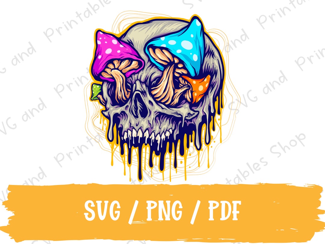 Psychedelic Sugar Skull Magic Mushroom Trippy SVG PNG PDF / Sublimation ...