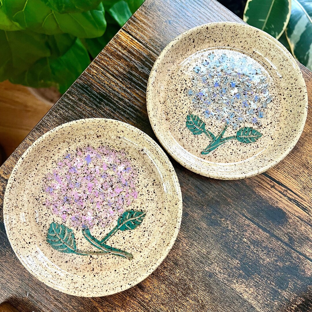 Pink and Blue Hydrangea Plate - - Jewelry Tray, Jewelry Trinket, Ring ...