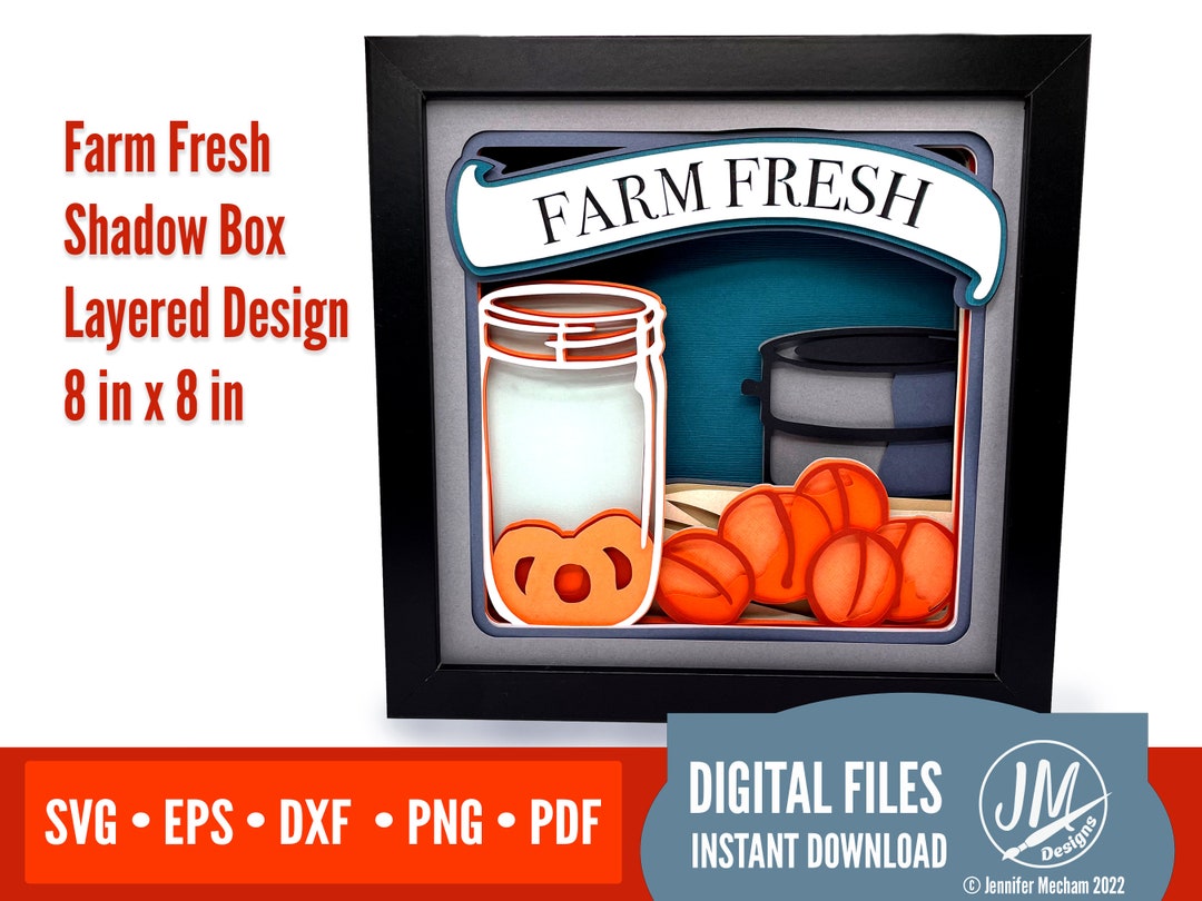 3D SVG Layered Shadow Box Digital Cut File, Farm Fresh, Farmhouse Decor ...