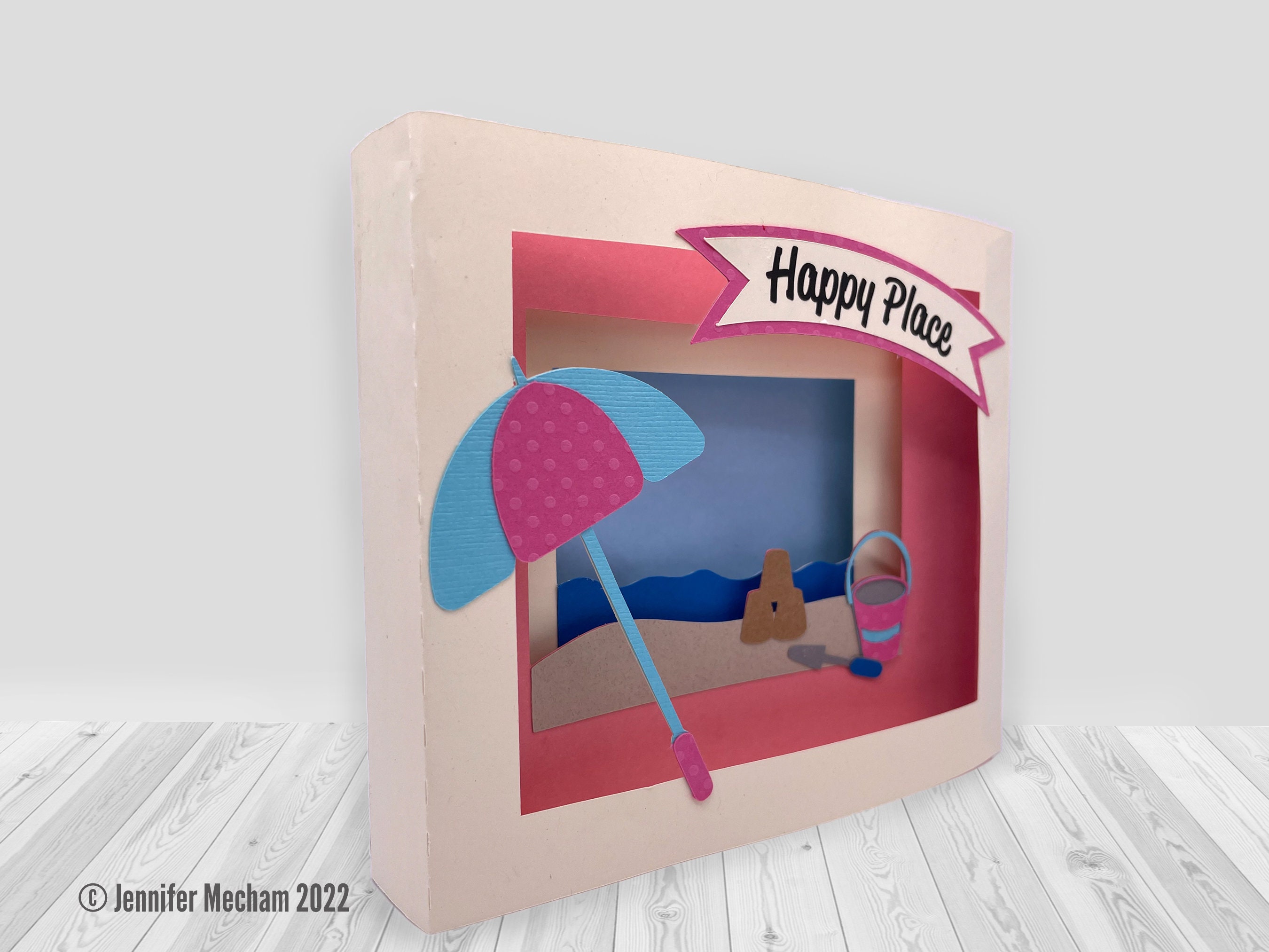 3D Happy Place Beach SVG Layered Card, Summer, Tunnel Book, Silhouette ...