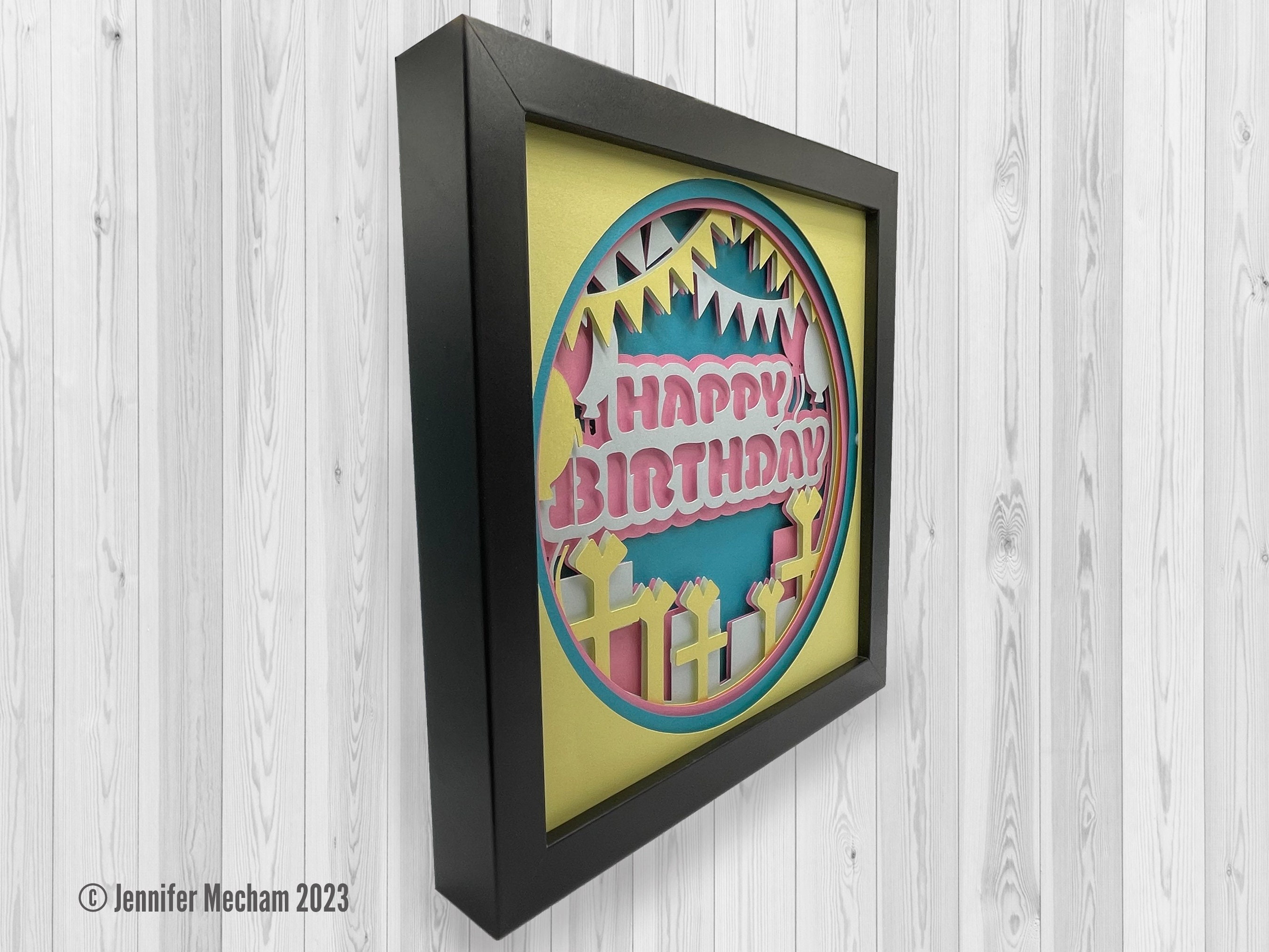 3D Happy Birthday SVG Layered Design, Shadow Box, Silhouette Cut File ...