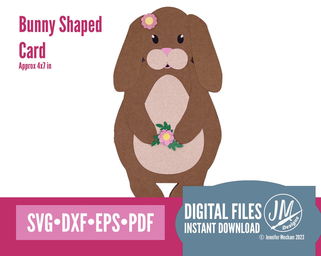 Easter Bunny Shaped Card SVG, Layered Card, Cricut, Silhouette, Bunny ...