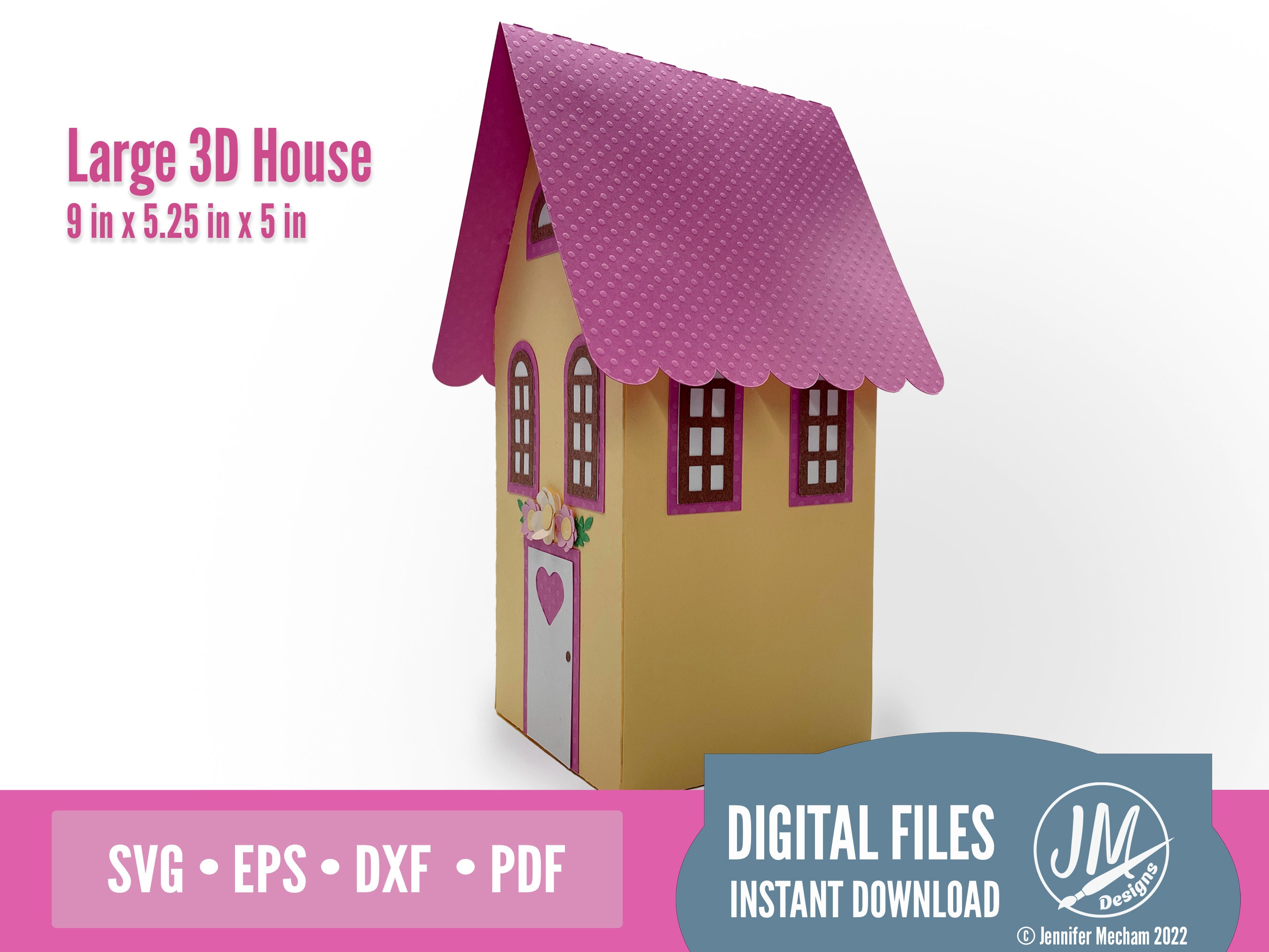 3D House, Large, SVG, Paper House, Silhouette and Cricut Cut File ...