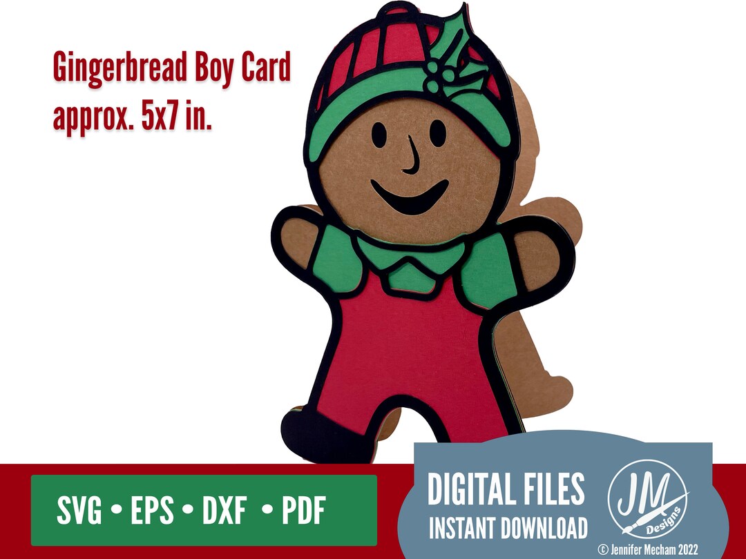 Gingerbread Man Card, SVG Christmas, Layered Card, Cricut, Silhouette ...