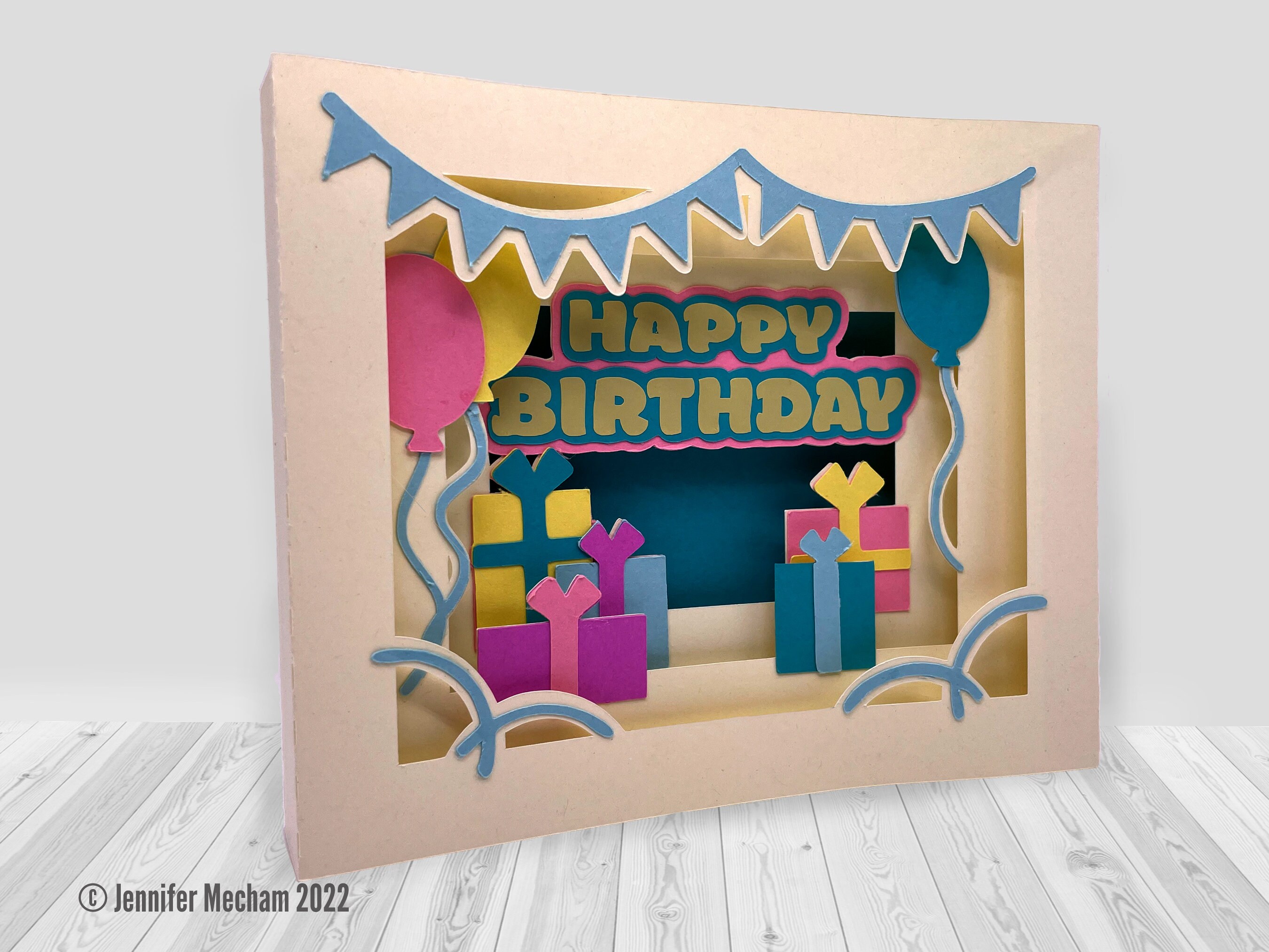 3D Happy Birthday SVG Layered Card, Tunnel Book, Silhouette Cut File ...