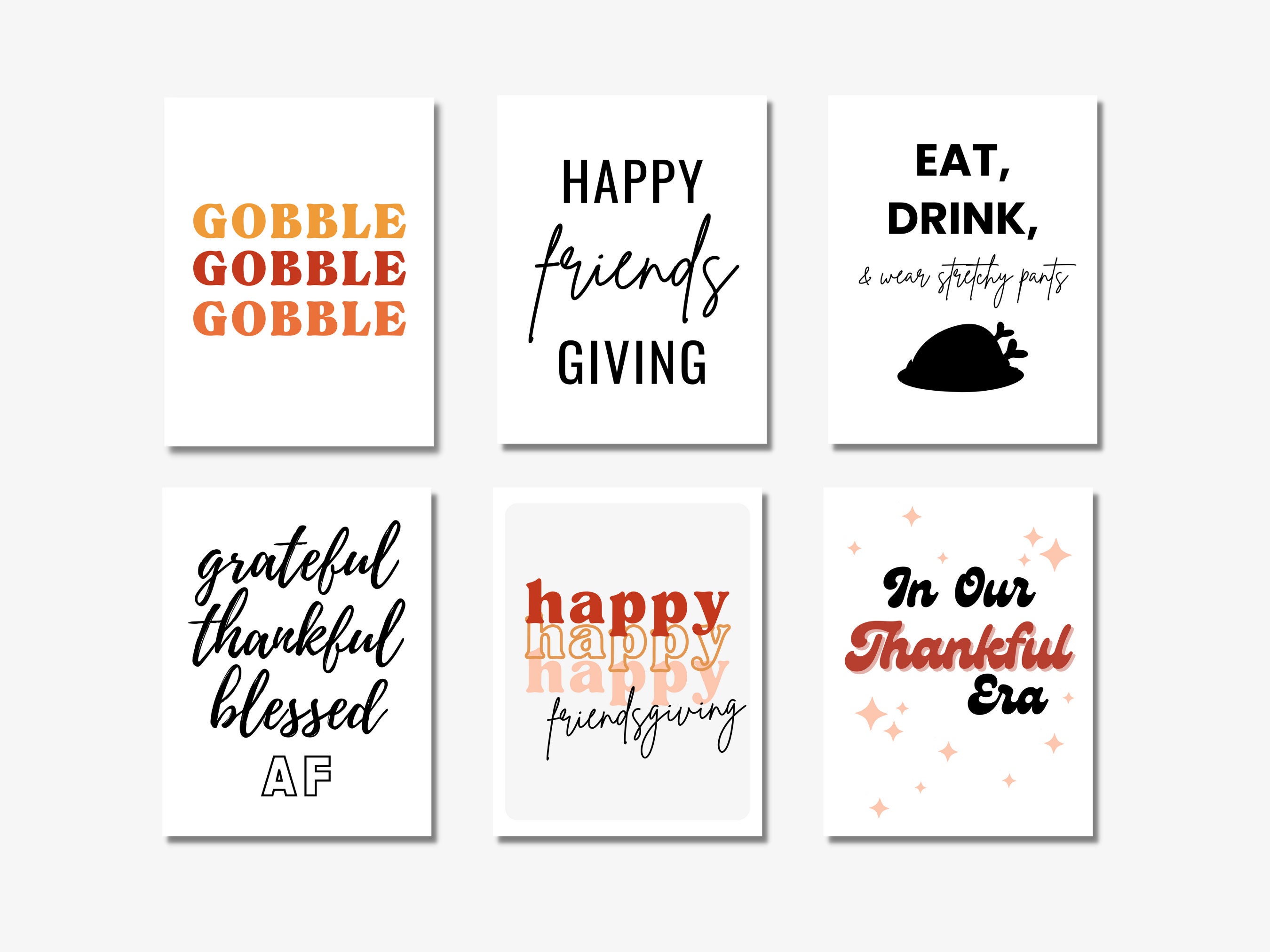 Funny Friendsgiving Wall Art Bundle, Printable Thanksgiving Signs, Fall ...
