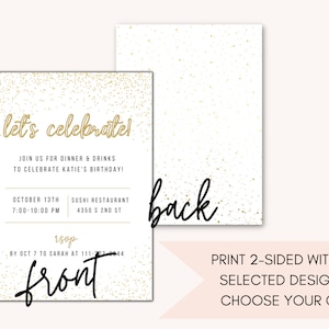 Gold Birthday Invitation, Gold Confetti Invitation, Birthday Invite ...