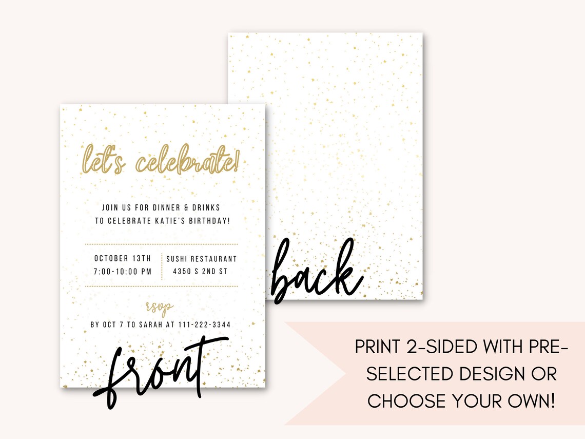 Gold Birthday Invitation Gold Confetti Invitation Birthday - Etsy