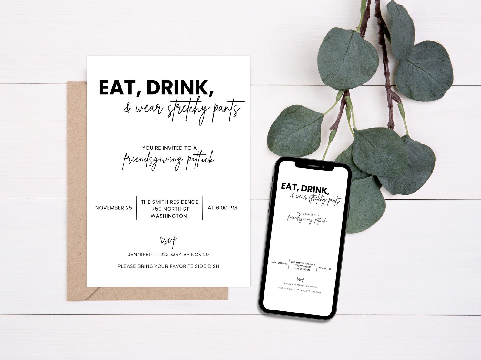 Funny Friendsgiving Potluck Invitation: Editable Canva Template - Etsy