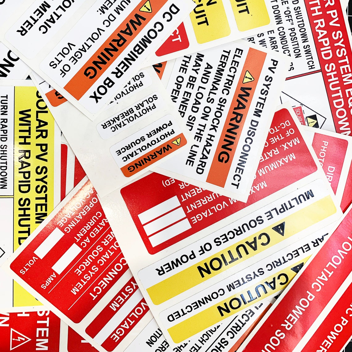 100-102 Solar Safety Labels Pack of 43-2014, 2017 and 2020 NEC Pack ...