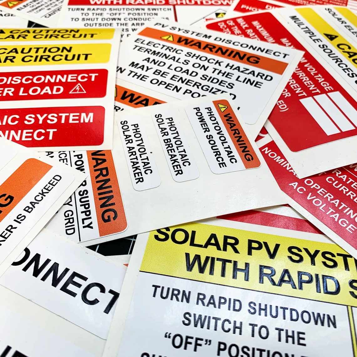 100-102 Solar Safety Labels Pack of 43-2014, 2017 and 2020 NEC Pack ...