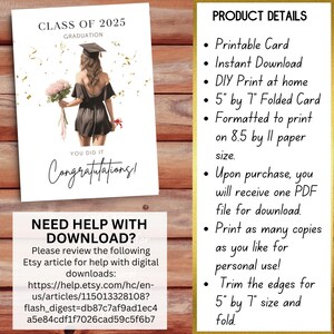 Instant Download Printable Graduation Card | Congratulations Graduate ...