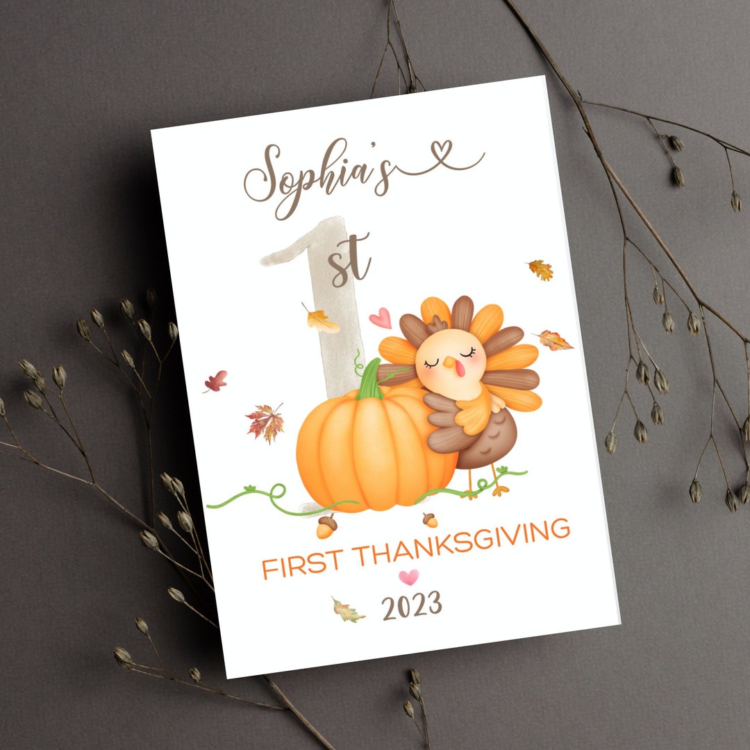 Baby's 1st Thanksgiving Card Personalized First Thanksgiving Holiday ...