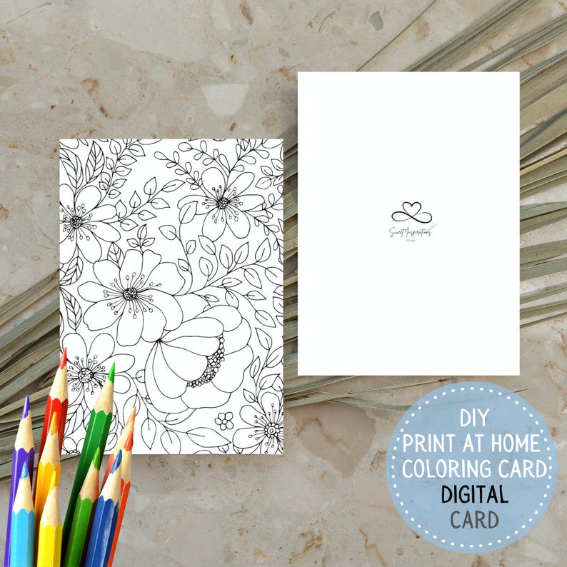 Floral Coloring Card | Coloring Flowers | Kids Coloring Card ...