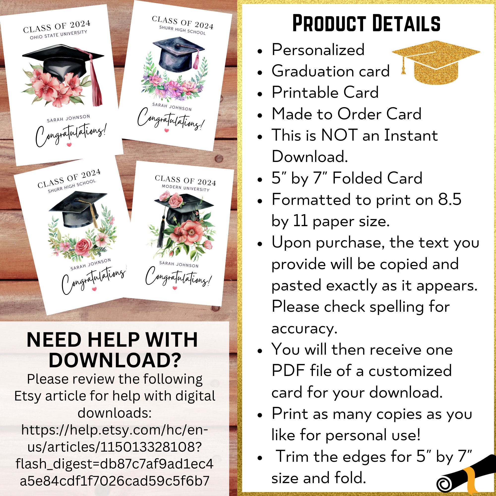 Congratulations Grad Class of 2024 Congrats Graduation Card Customized ...