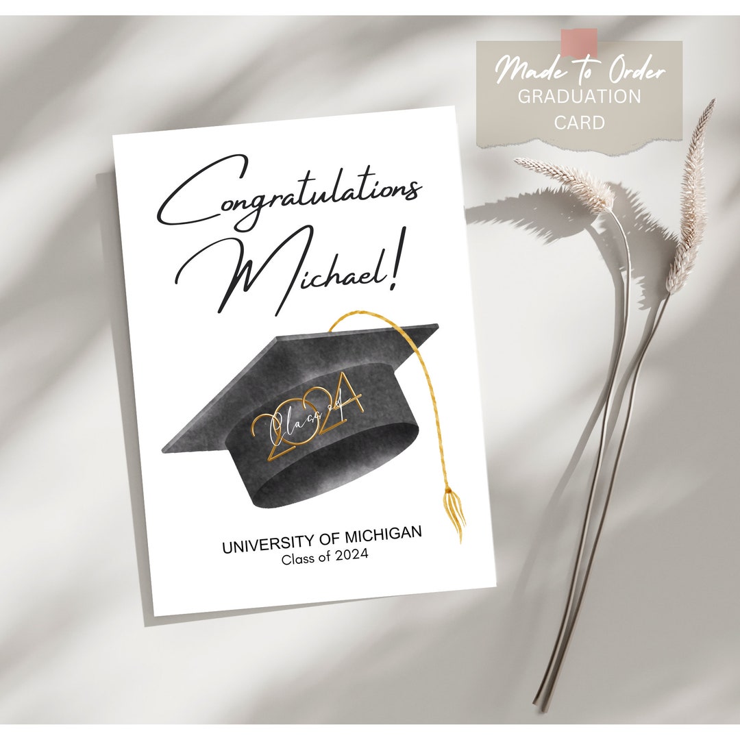 Downloadable Personalized Graduation Card Graduation Cap Illustration ...
