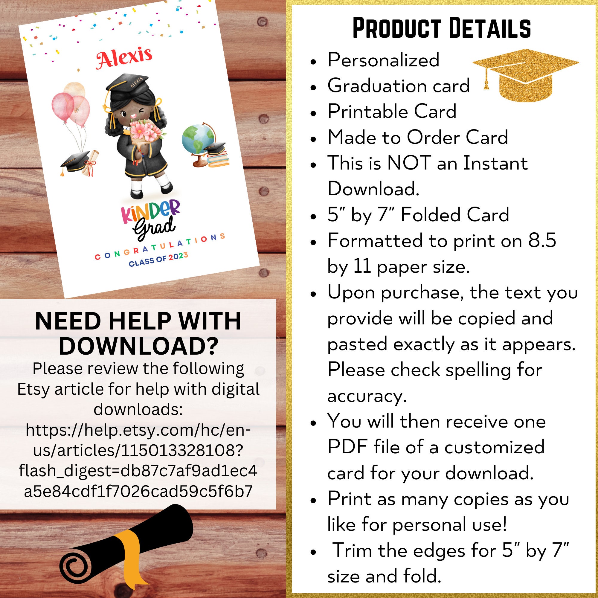 Downloadable Personalized Graduation Card Congratulation Kindergarten ...