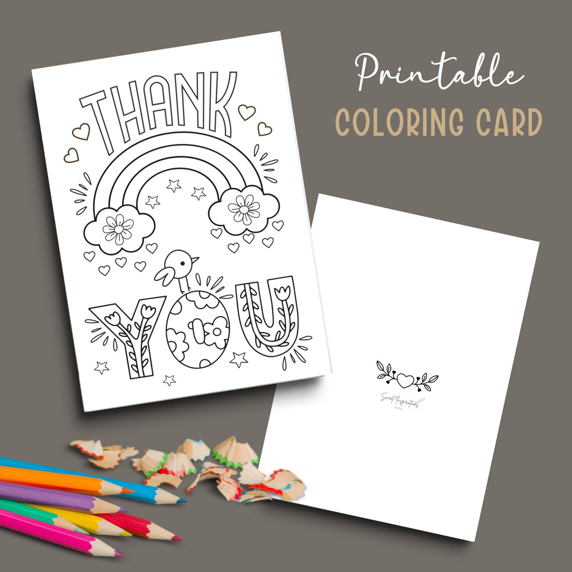 Printable Thank You Coloring Card From Child Color Your Own DIY Thank ...