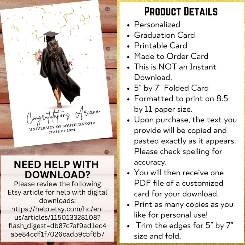 Downloadable Personalized Graduation Card Class of 2025 Custom ...