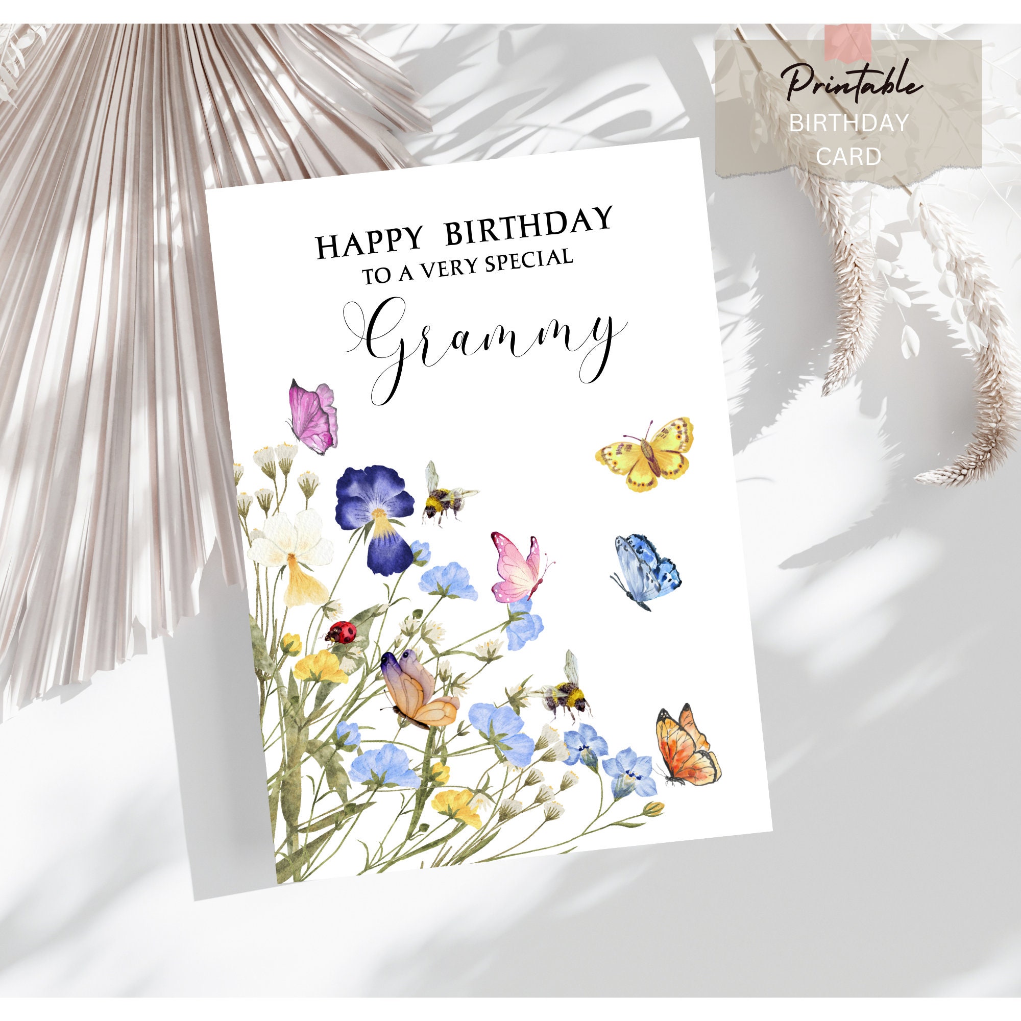 2 Versions Printable Happy Birthday Grandma or Grammy Card | Instant ...