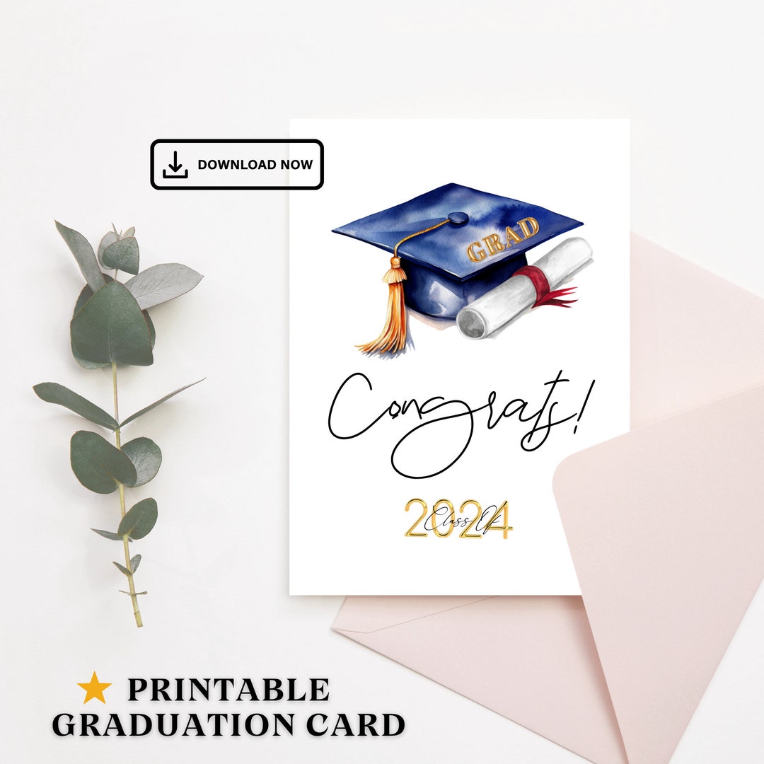 Congrats Grad Instant Download Printable Graduation Cap Congratulations ...