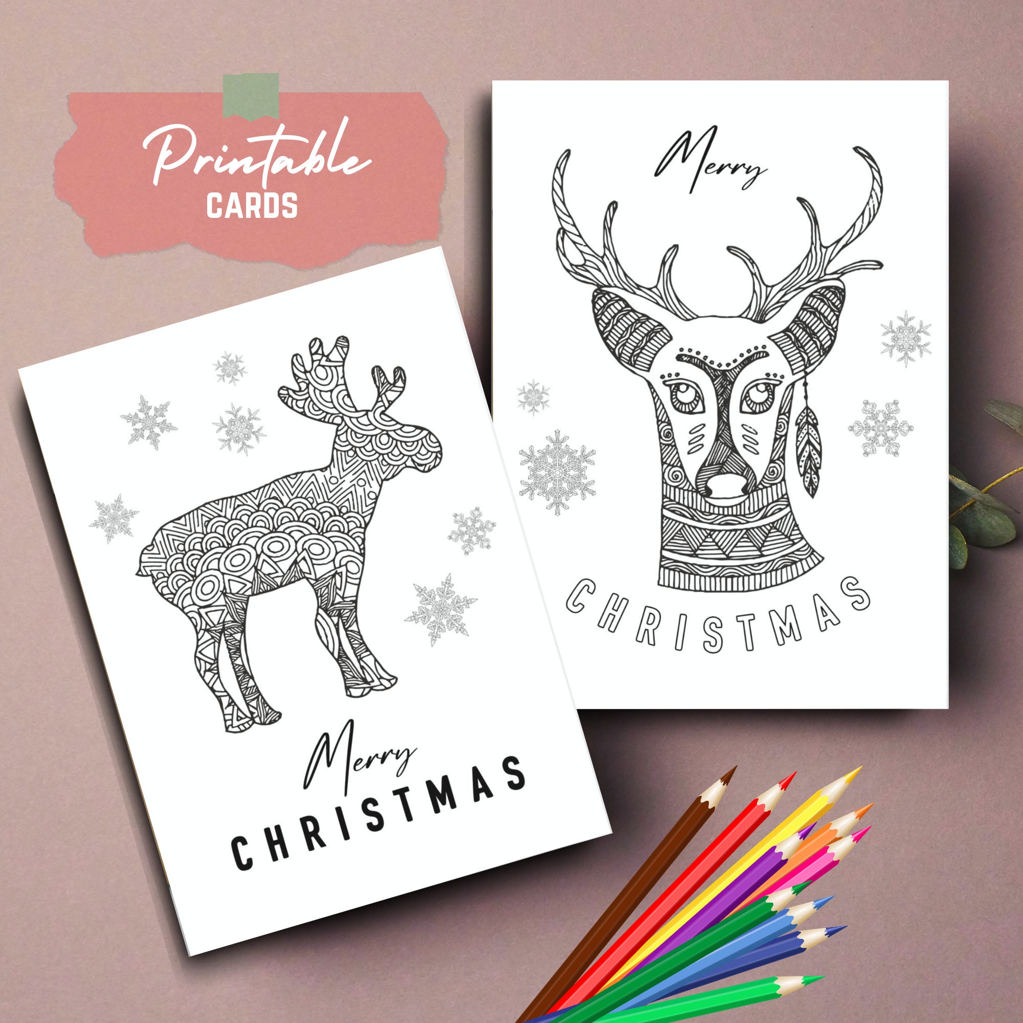 Christmas Mandala Art Coloring Cards Notebook Doodles Colorable Holiday ...