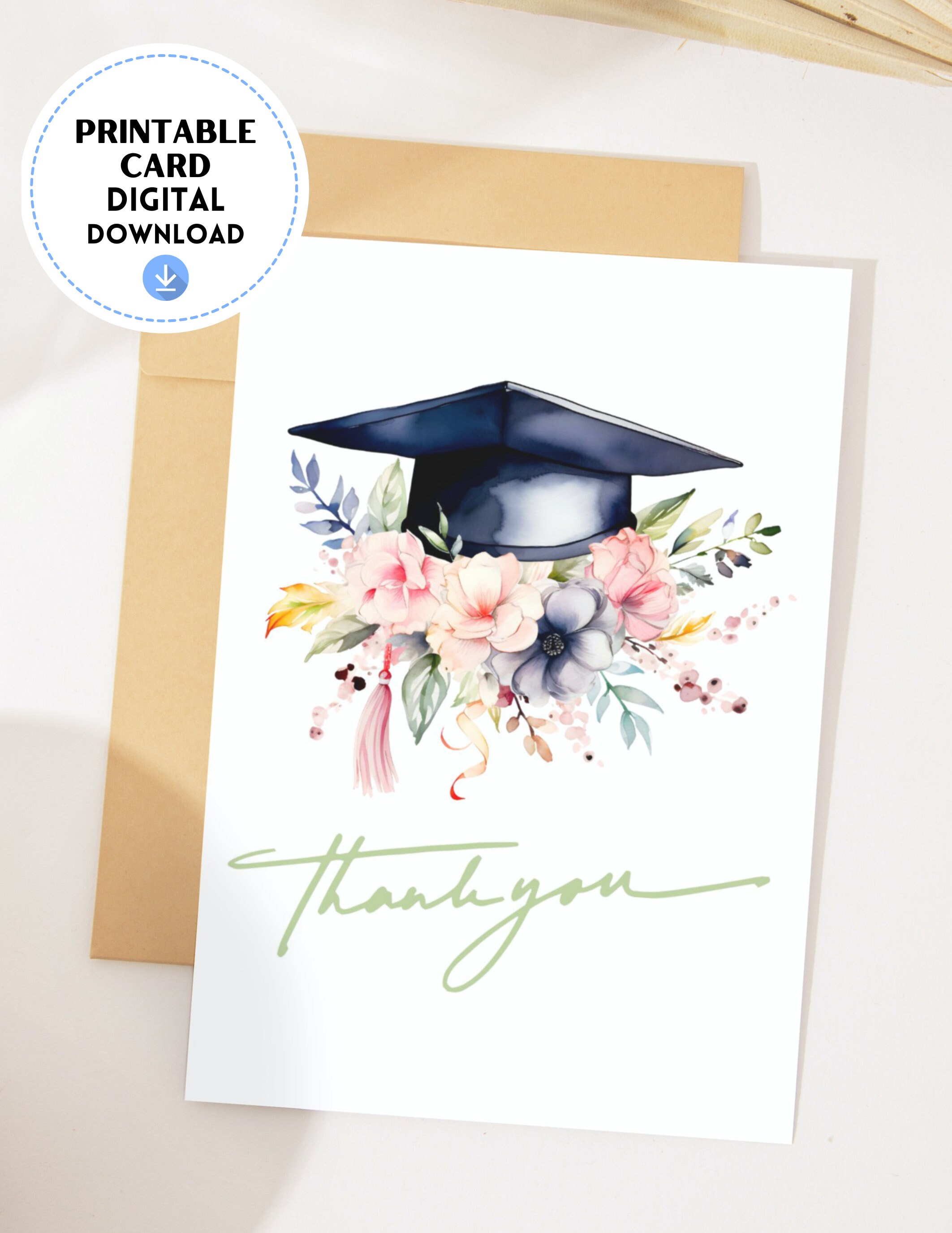 Printable Graduation Thank You Card Appreciation Card Folded Thank You ...
