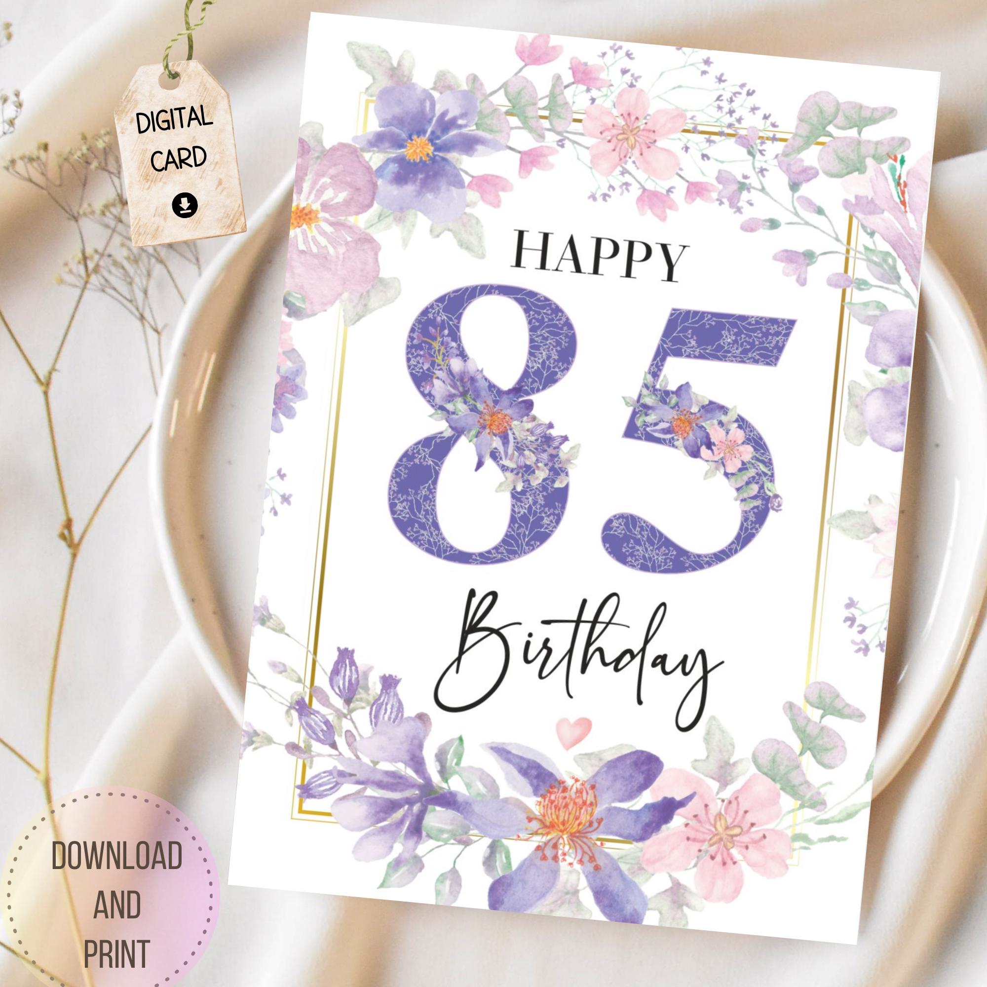 85th Birthday Card Purple Flowers Lavendar Floral Birthday Milestones ...