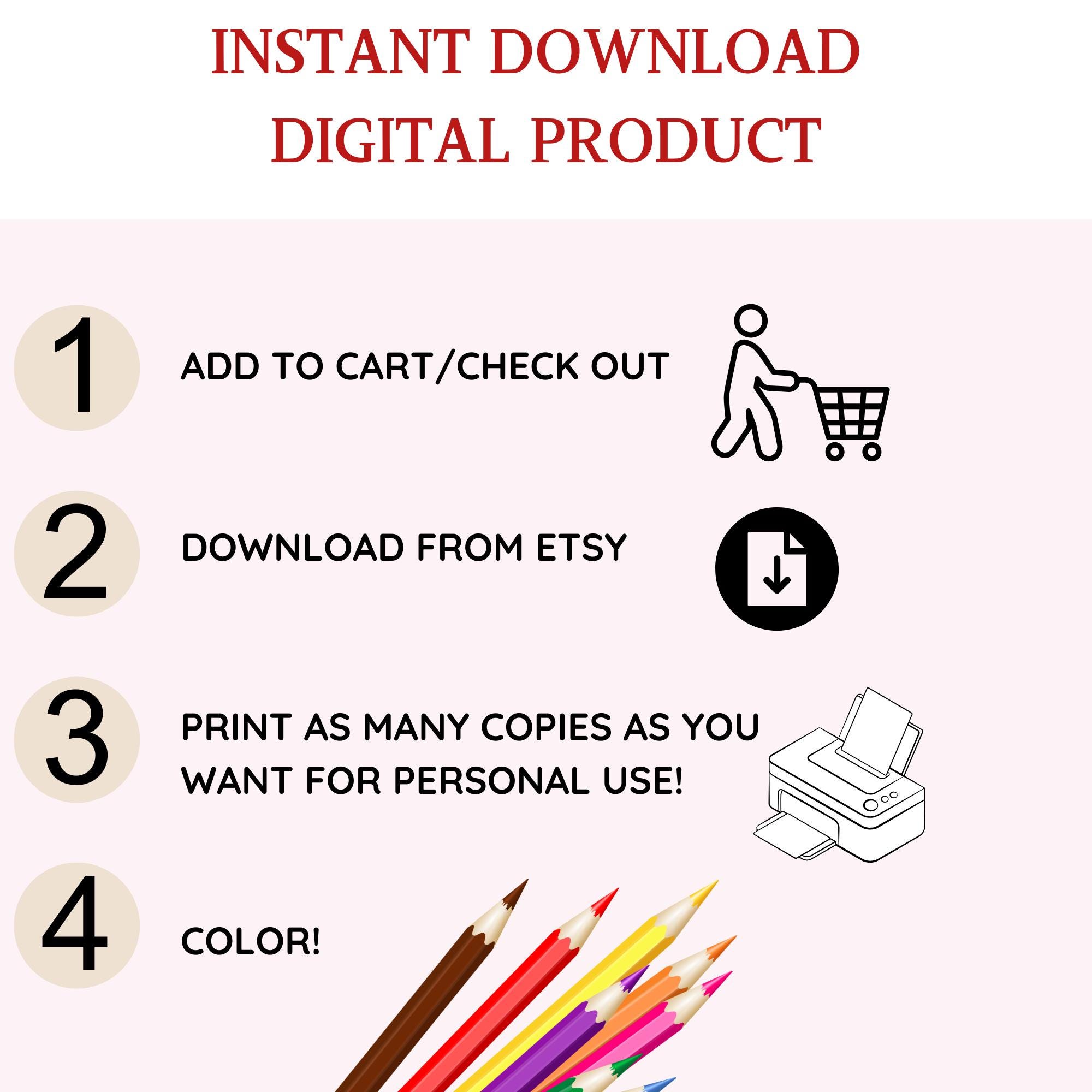 Printable Thank You Coloring Cards Digital Cards 6 Pack Value Bundle ...