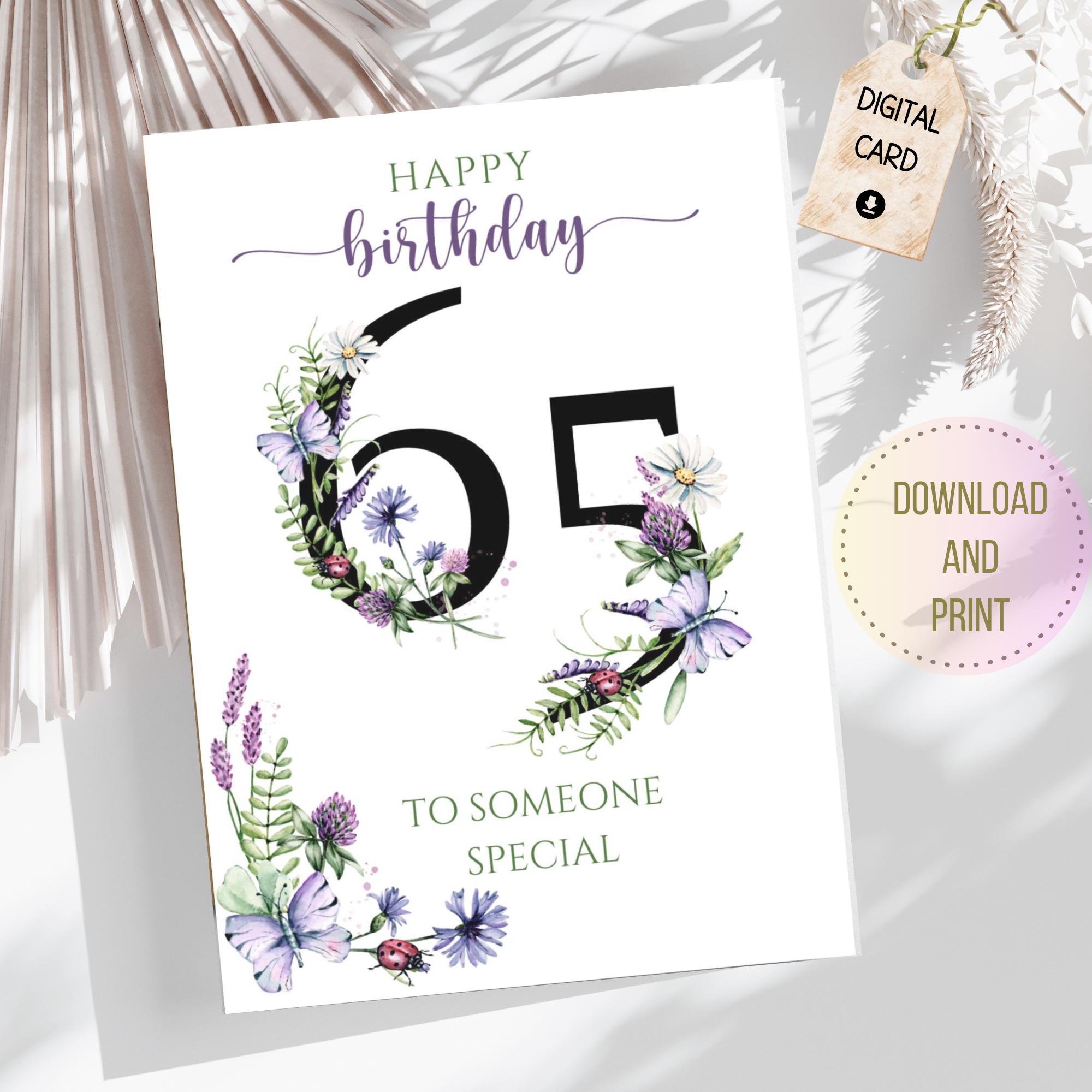 65th Birthday Cards Printable Birthday Wishes ~65 ~ Foiled ~ 65th