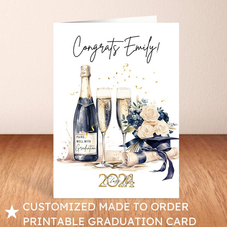 Congratulations Grad 2024 Congrats Graduation Card Customized Printable ...