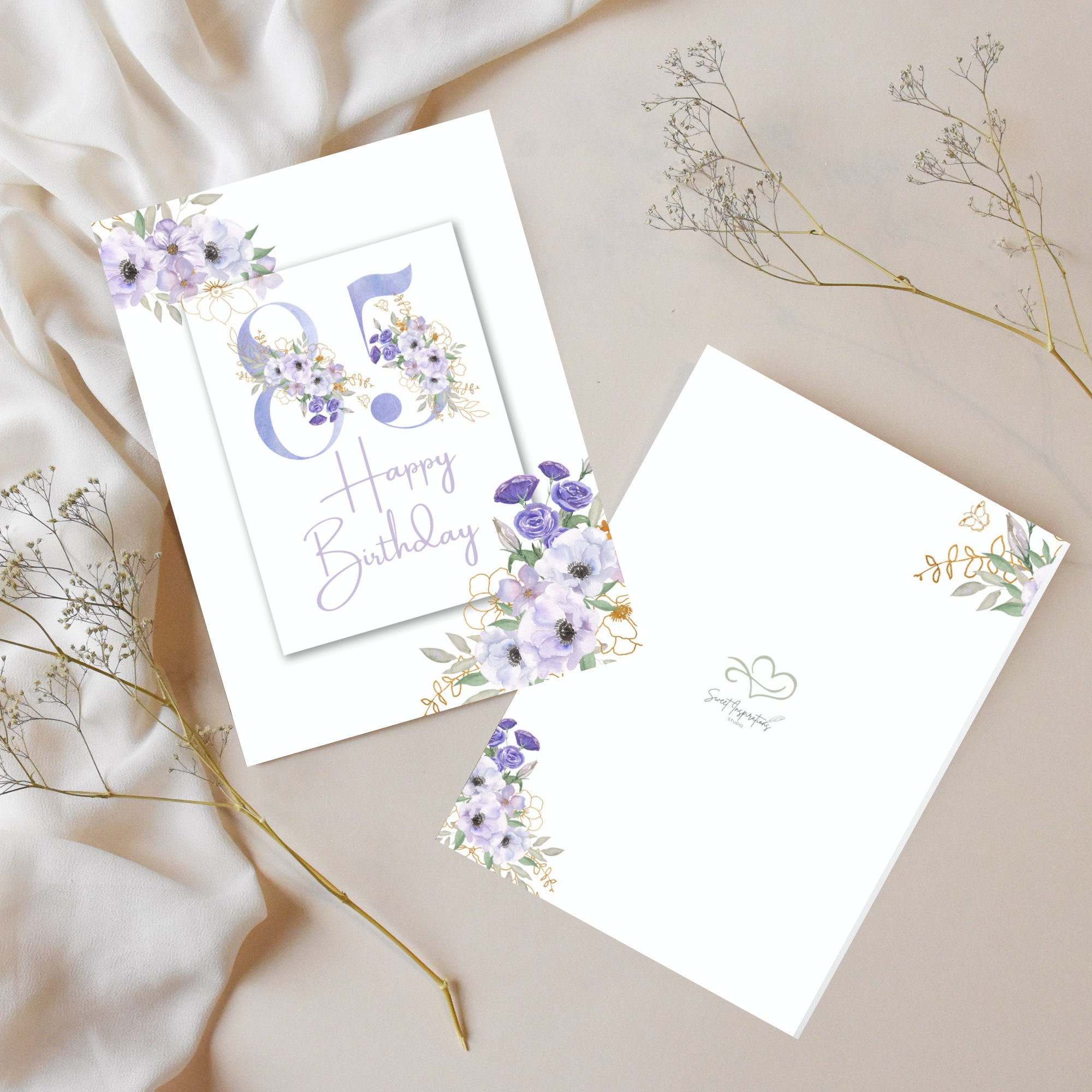 Printable 85th Happy Birthday Card Instant Download Blank - Etsy