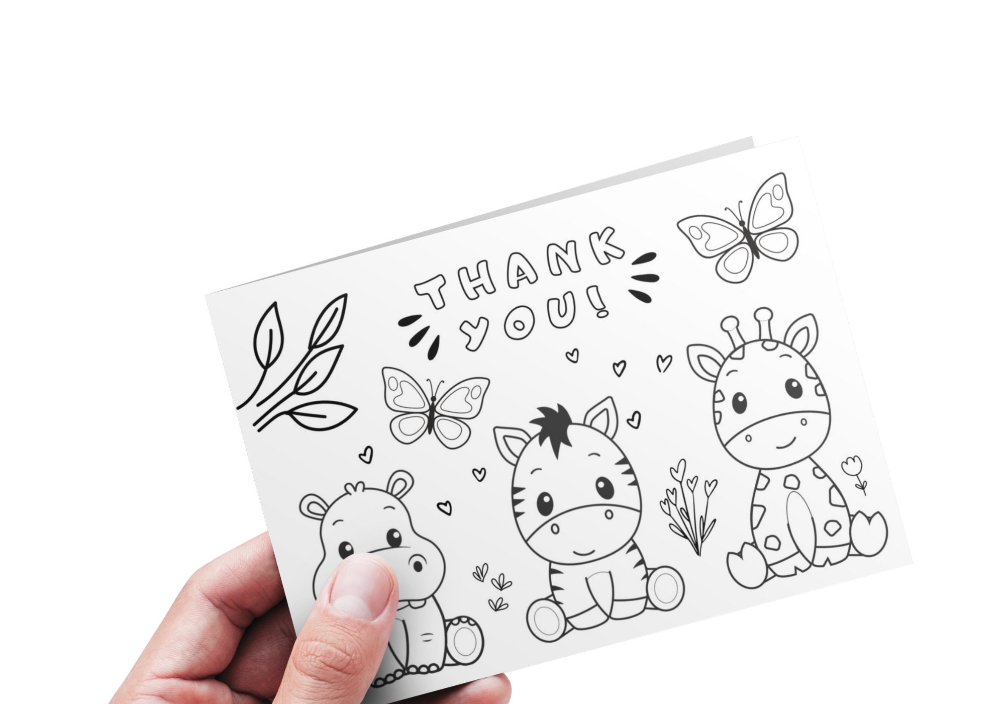 PRINTABLE Thank You Coloring Card for Kids DIY Print and Color Homemade ...
