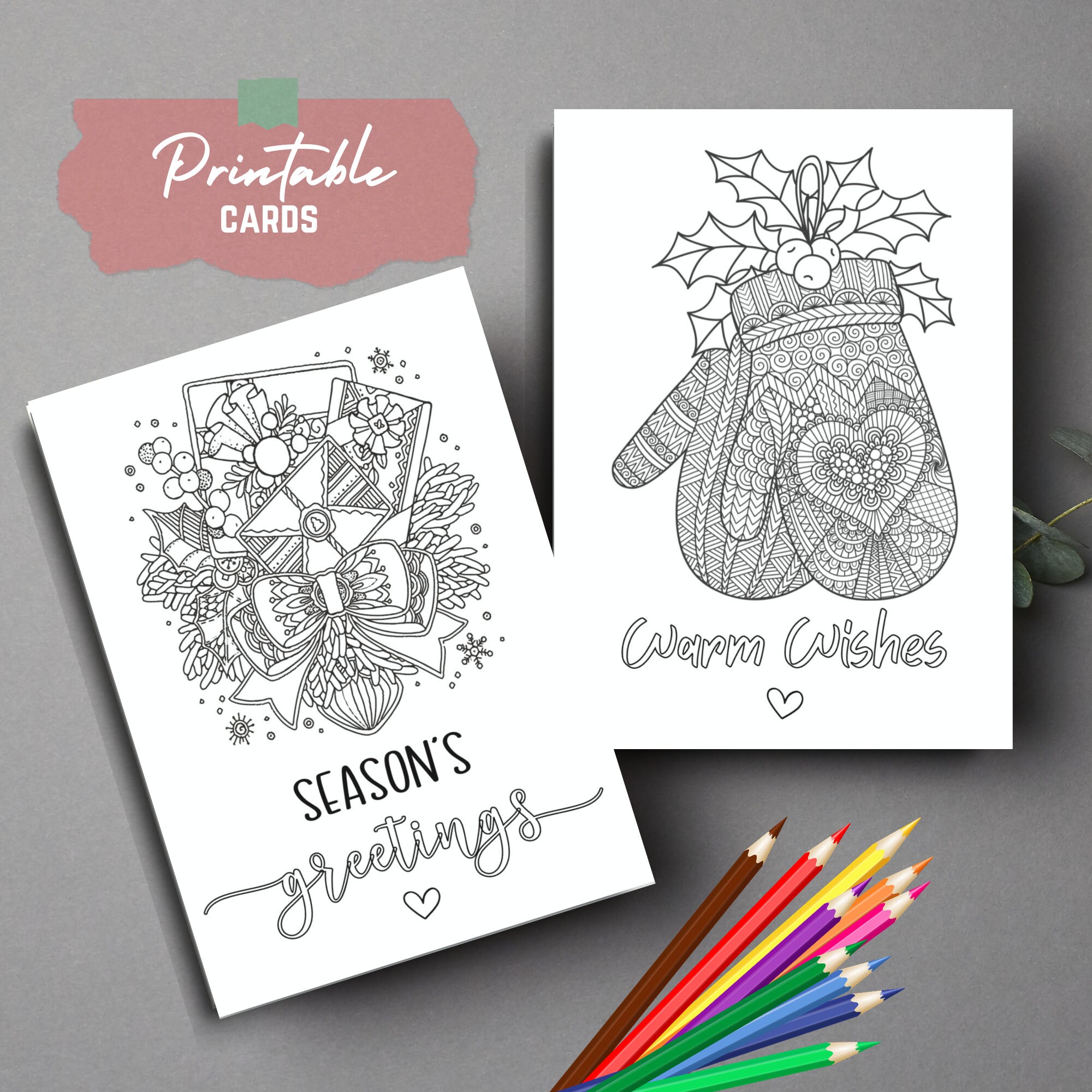Christmas Mandala Art Coloring Cards Notebook Doodles Colorable Holiday ...