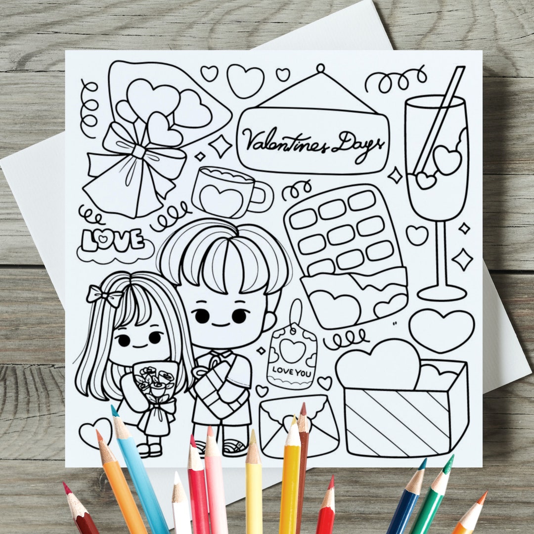 Printable Fun Valentines Day Coloring Card From Child to Mom - Etsy